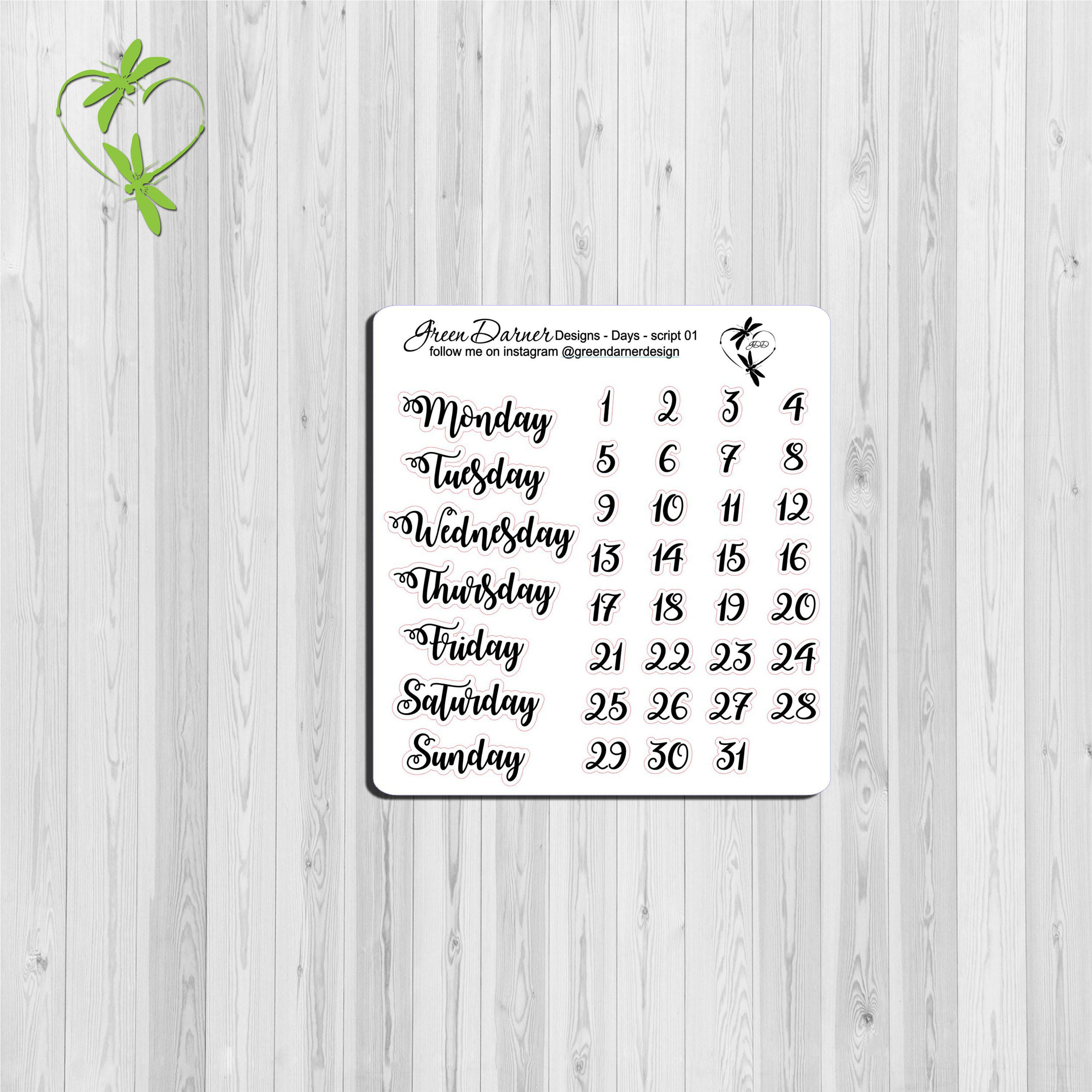 Craft Supplies & Tools script clear stickers planner stickers Days of ...