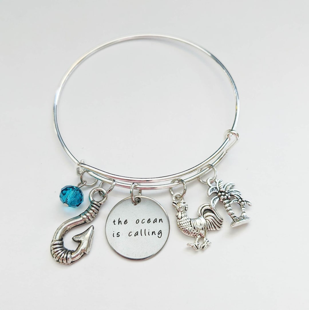 Moana Inspired Bangle Charm Bracelet, Disney Princess Jewelry, Moana ...