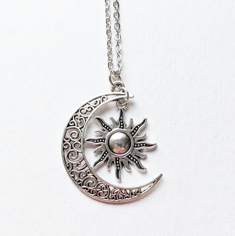 Twitches Inspired Necklaces, Crescent Moon and Sun Necklace, Celestial ...