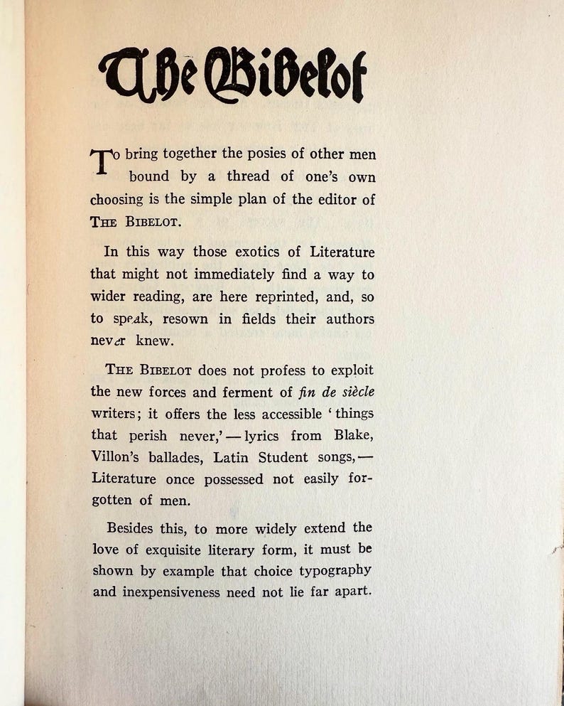 The Bibelot – Complete 21 Volume Set, Testimonial Edition (W.H. Wise ...