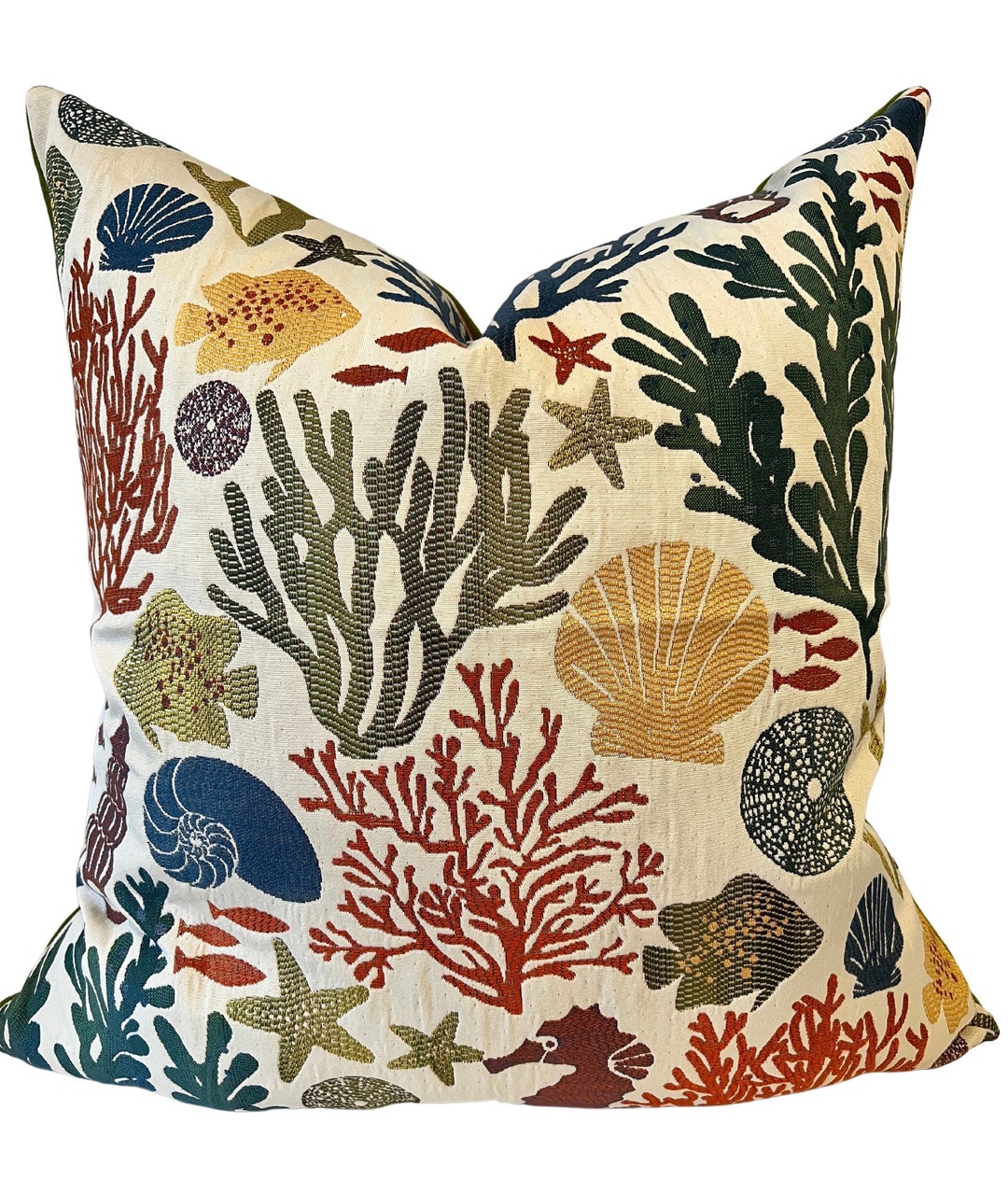 Vibrant Coastal Coral Reef Pillow Cover - Etsy
