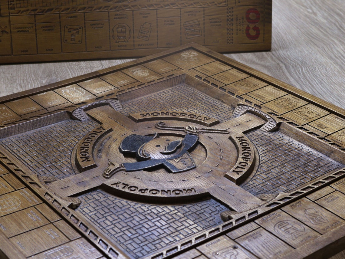 Wood Monopoly Game, Handmade Laser Cut Wooden Board, Special Edition ...