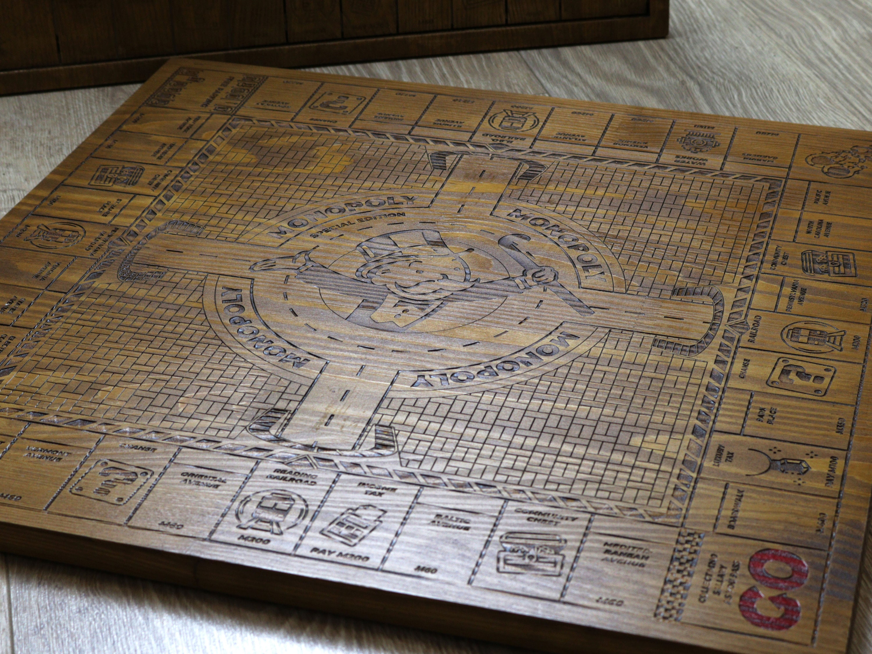 Monopoly Wooden Game Handmade Laser Cut Wooden Board Special - Etsy