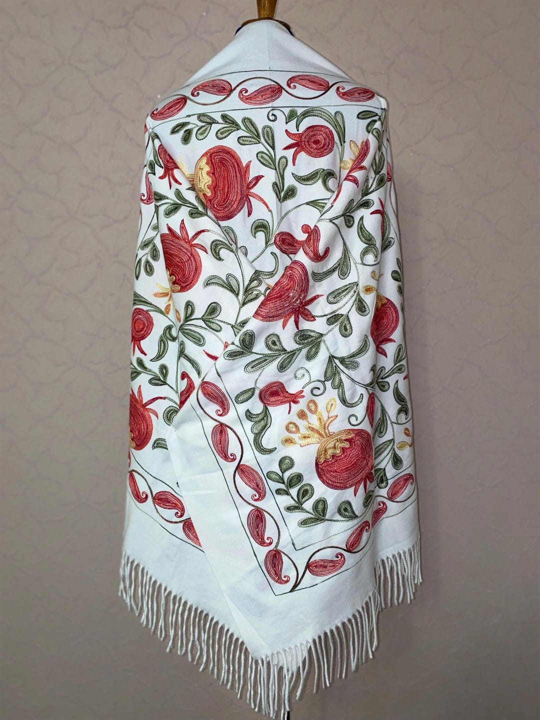 Uzbek Wool Shawl, Embroidered Suzani Scarf, Wool Scarf, Cape - Etsy