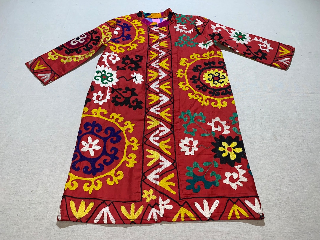 UZBEK CHAPAN, Vintage Suzani Coat, Handmade Uzbek Robe, Uzbekistan ...