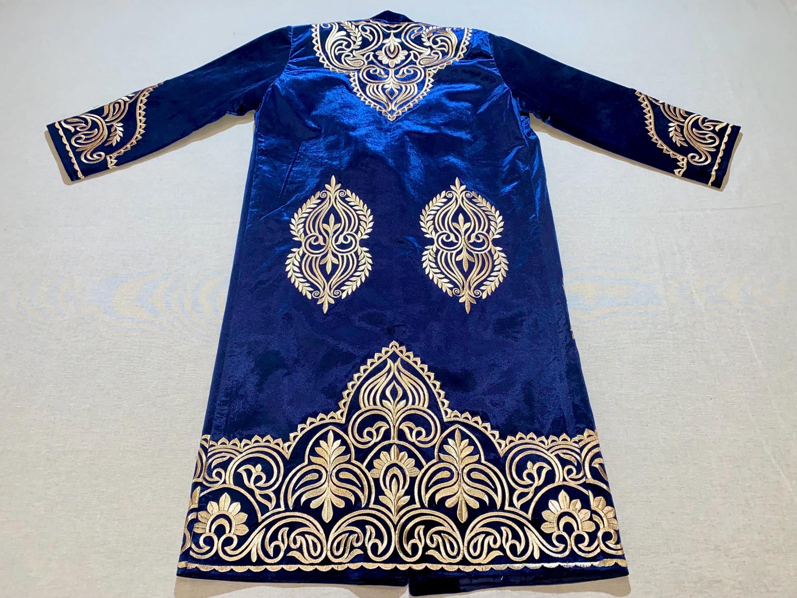Uzbek Chapan Robe: Golden Embroidered Suzani Caftan Jacket - Etsy
