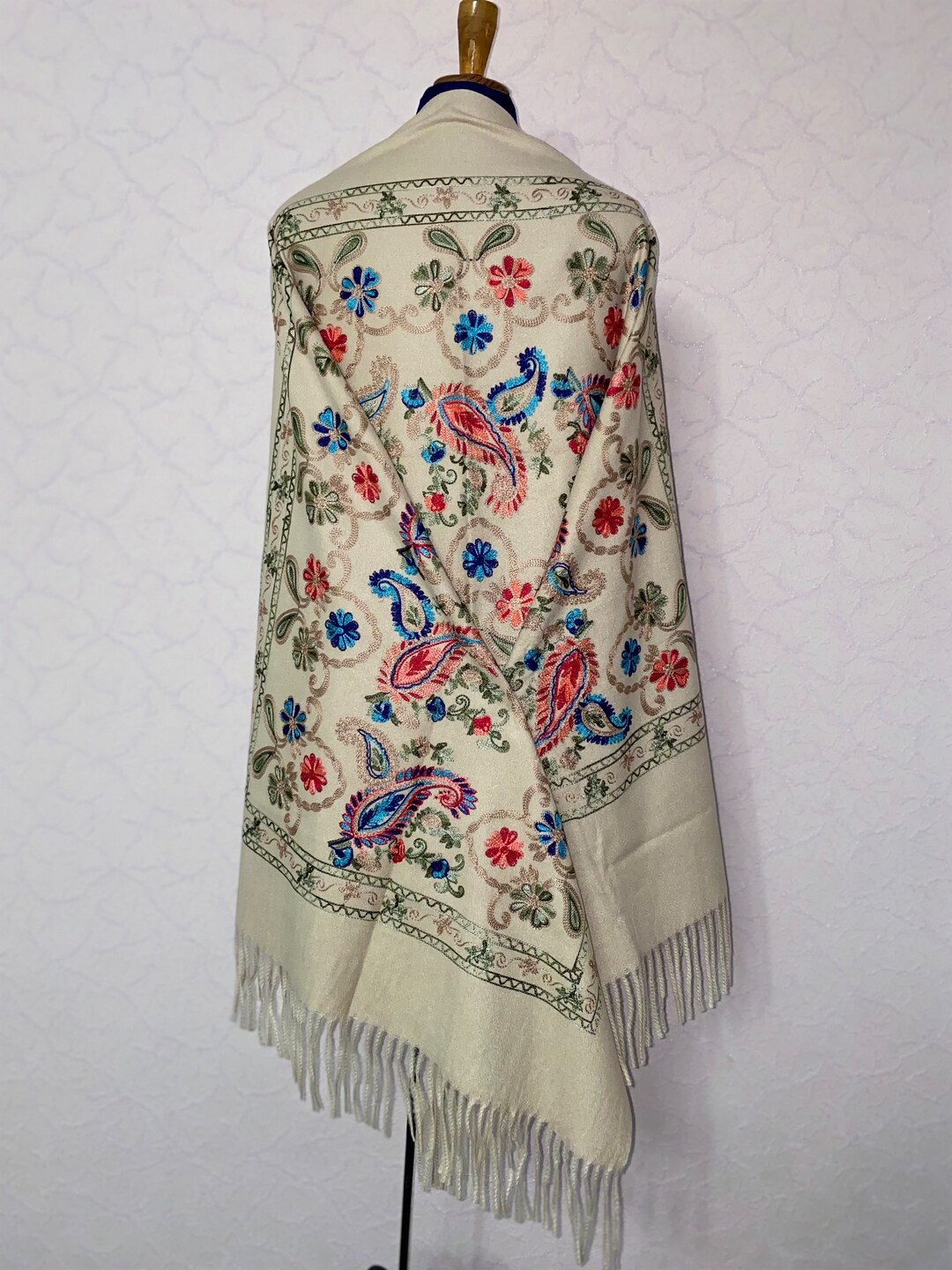 Uzbek Wool Shawl, Embroidered Suzani Scarf, Wool Scarf, Cape - Etsy