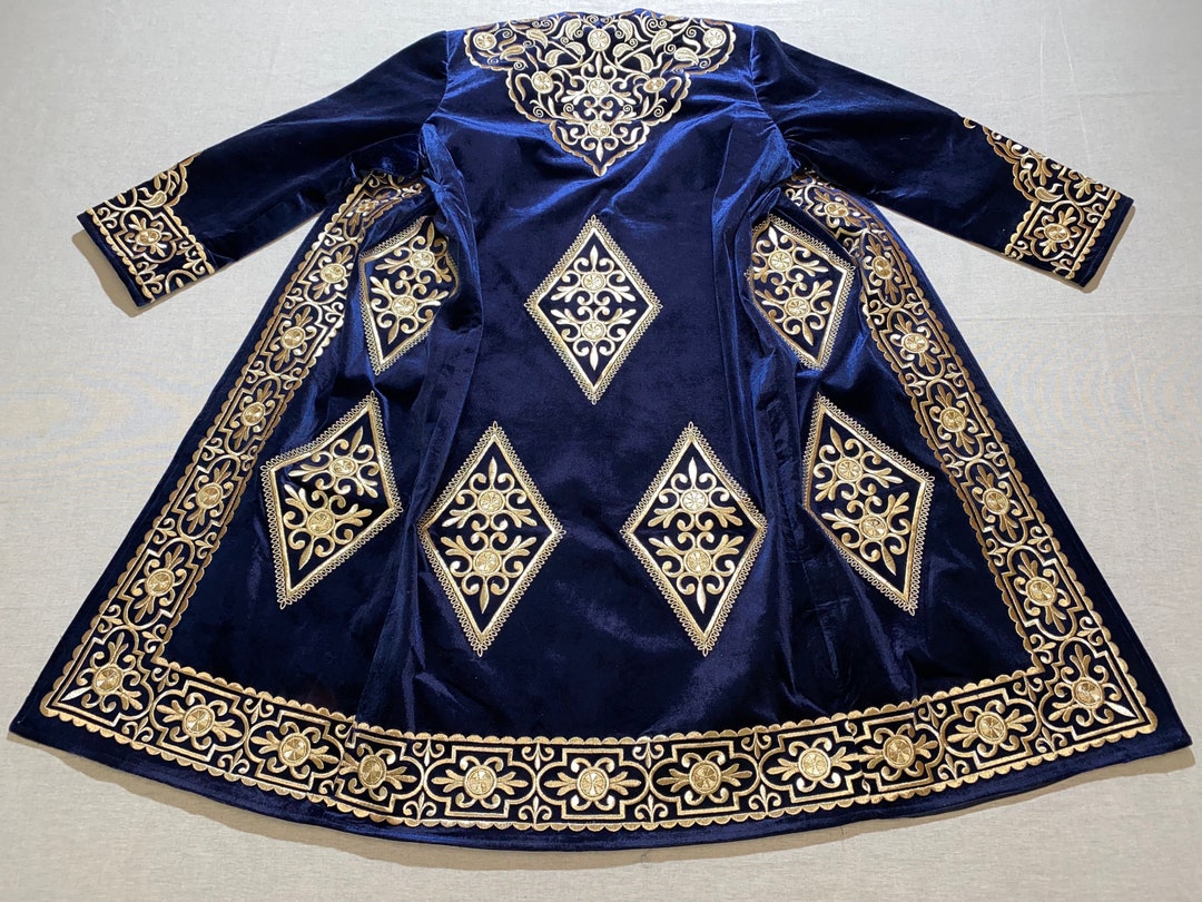 Uzbek Chapan Robe: Golden Embroidered Suzani Caftan Jacket - Etsy
