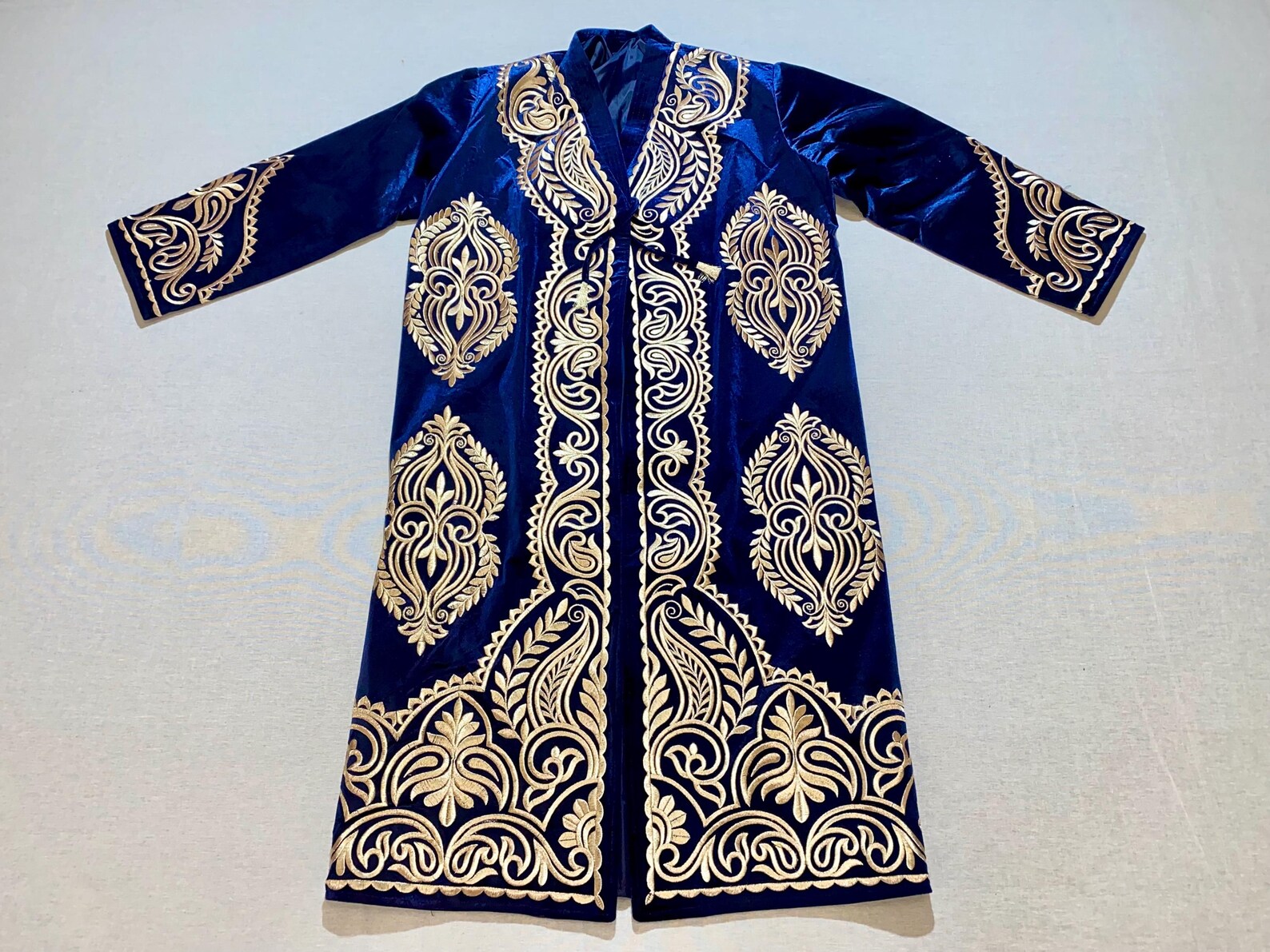Uzbek Chapan Robe: Golden Embroidered Suzani Caftan Jacket - Etsy