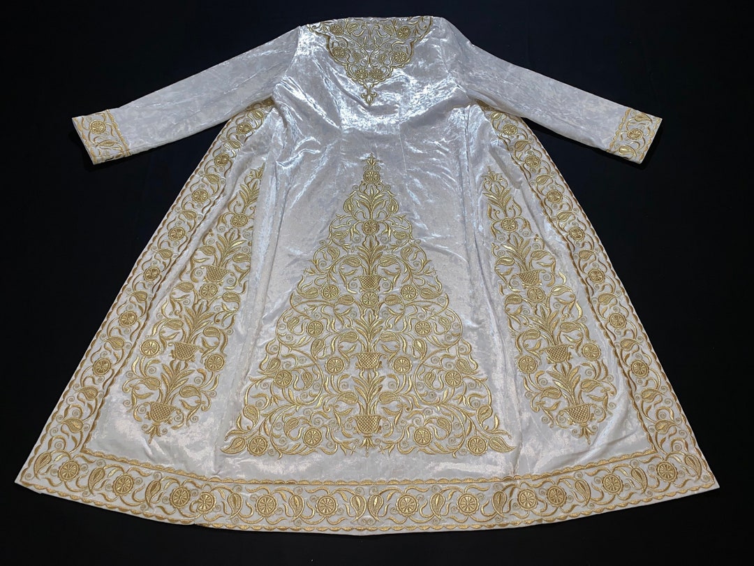 Uzbek Chapan Robe: Golden Embroidered Suzani Caftan Jacket - Etsy