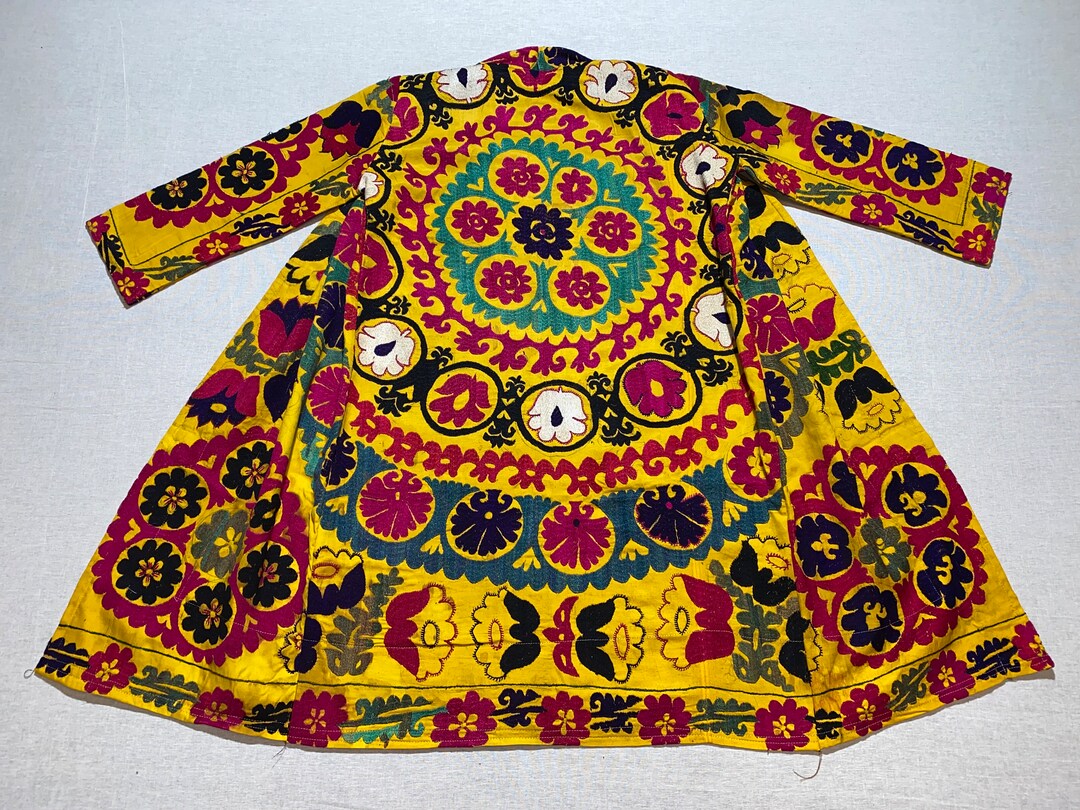 UZBEK CHAPAN, Vintage Suzani Coat, Handmade Uzbek Robe, Uzbekistan ...