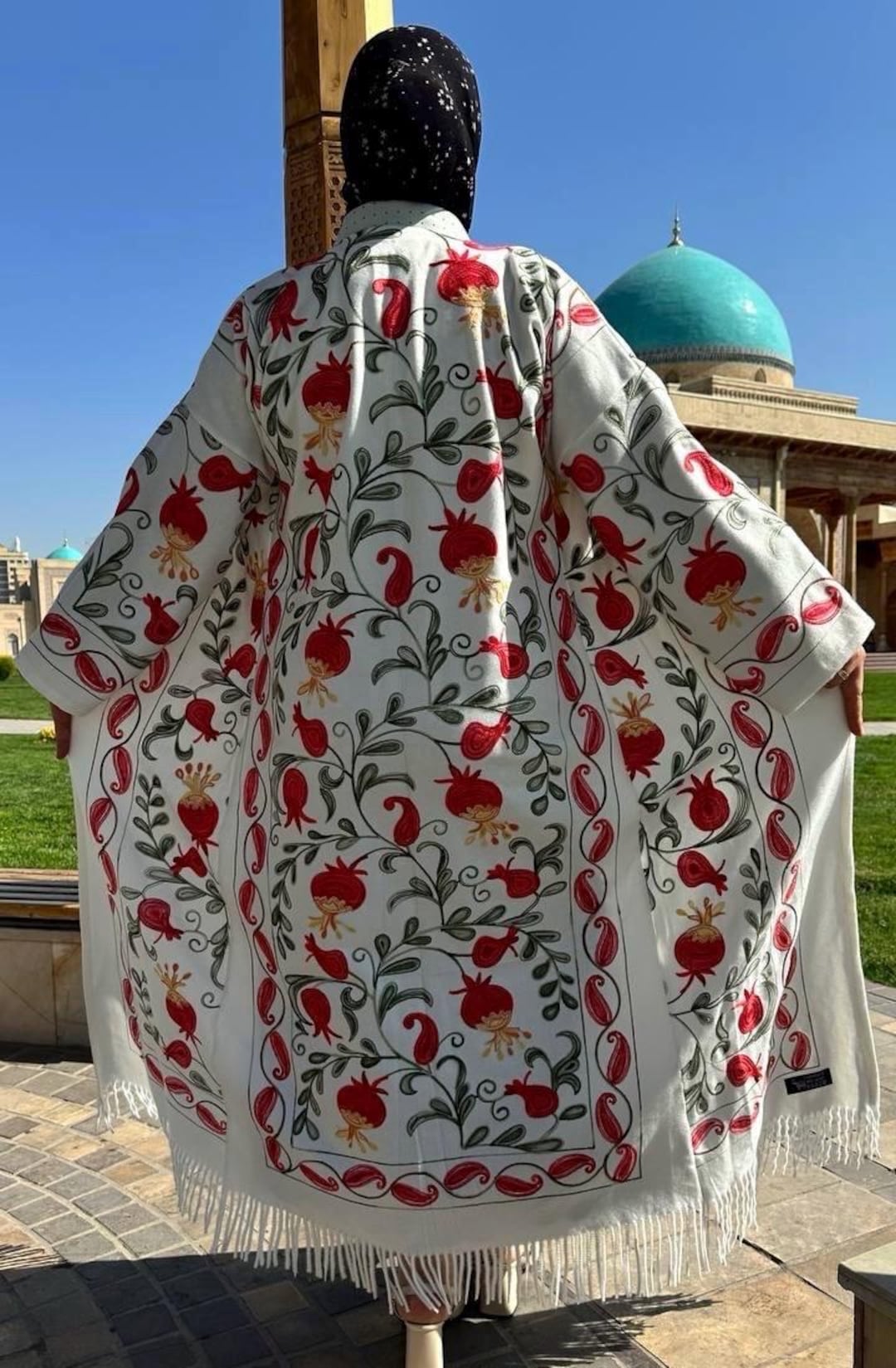 Uzbek Suzani Chapan Wool Jacket Embroidered Uzbekistan Coat, Chapan ...