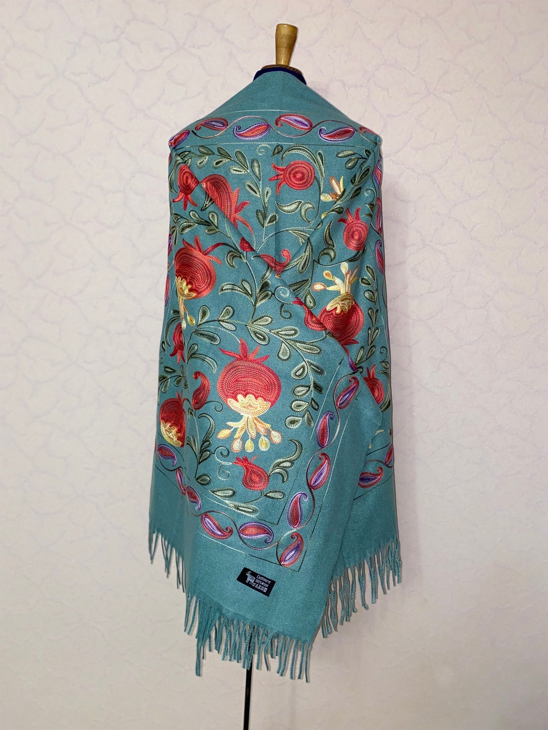 Uzbek Wool Shawl, Embroidered Suzani Scarf, Wool Scarf, Cape - Etsy