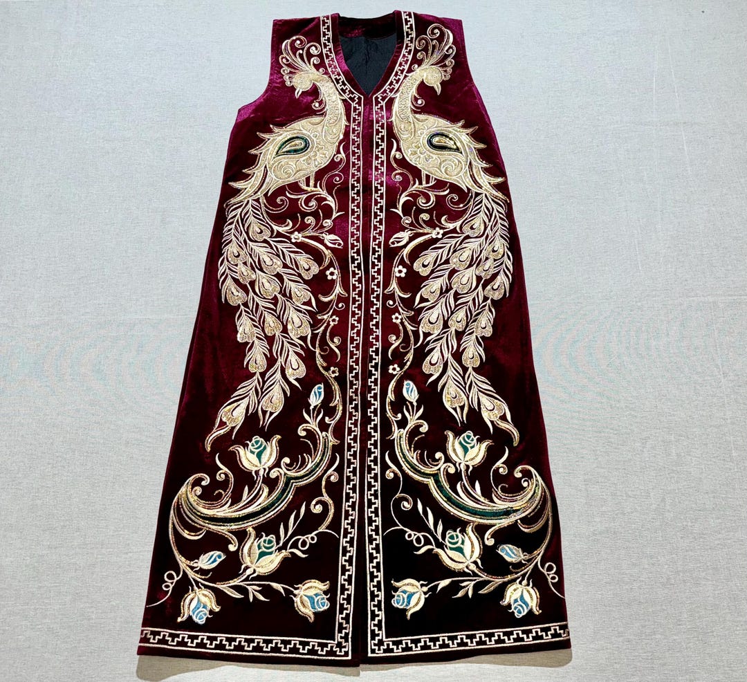 UZBEK CHAPAN, Vest, Vintage Suzani Waistcoat, Handmade Uzbek Robe ...