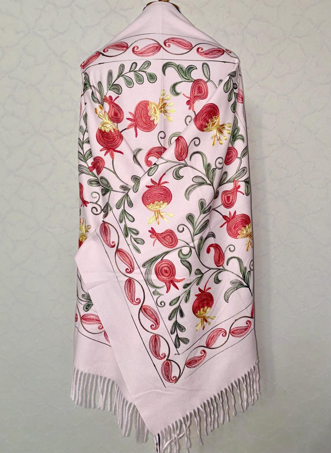 Uzbek Wool Shawl, Embroidered Suzani Scarf, Wool Scarf, Cape - Etsy