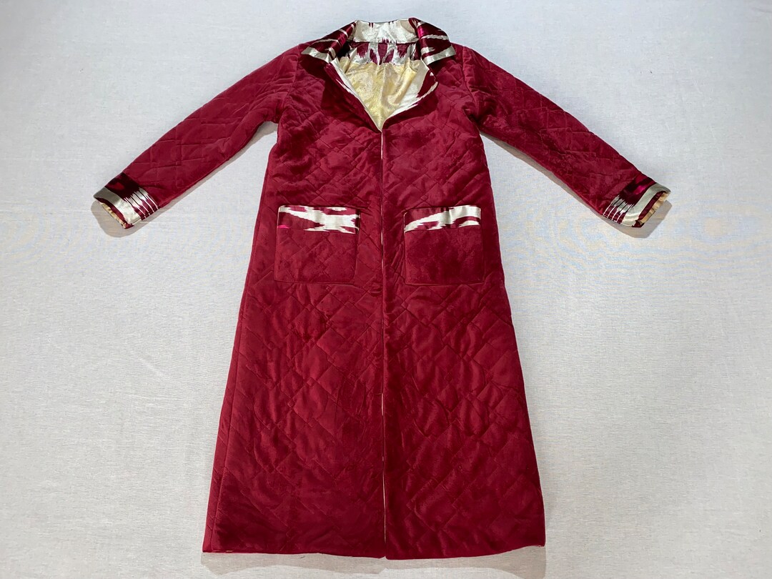 Uzbek Warm Quilted Bathrobe Velvet Embroidered Vintage Uzbekistan ...