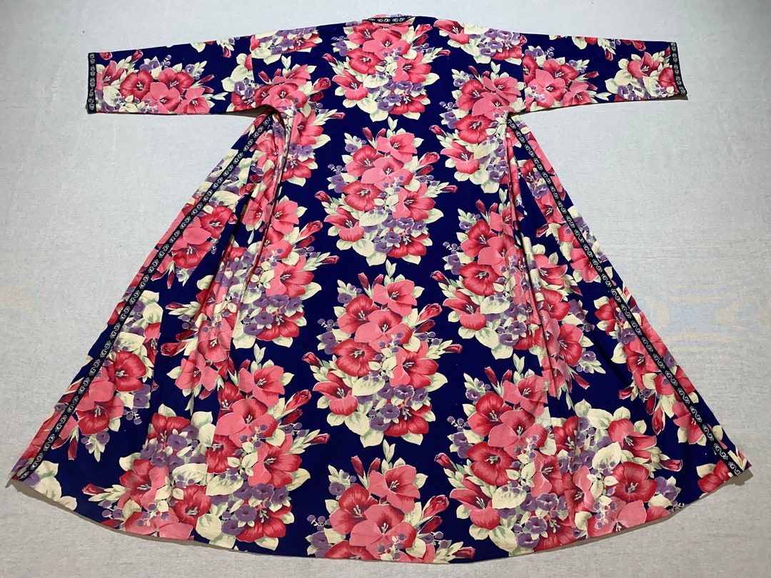 UZBEK CHAPAN, Vintage Suzani Style Cotton Coat, Handmade Uzbek Robe ...