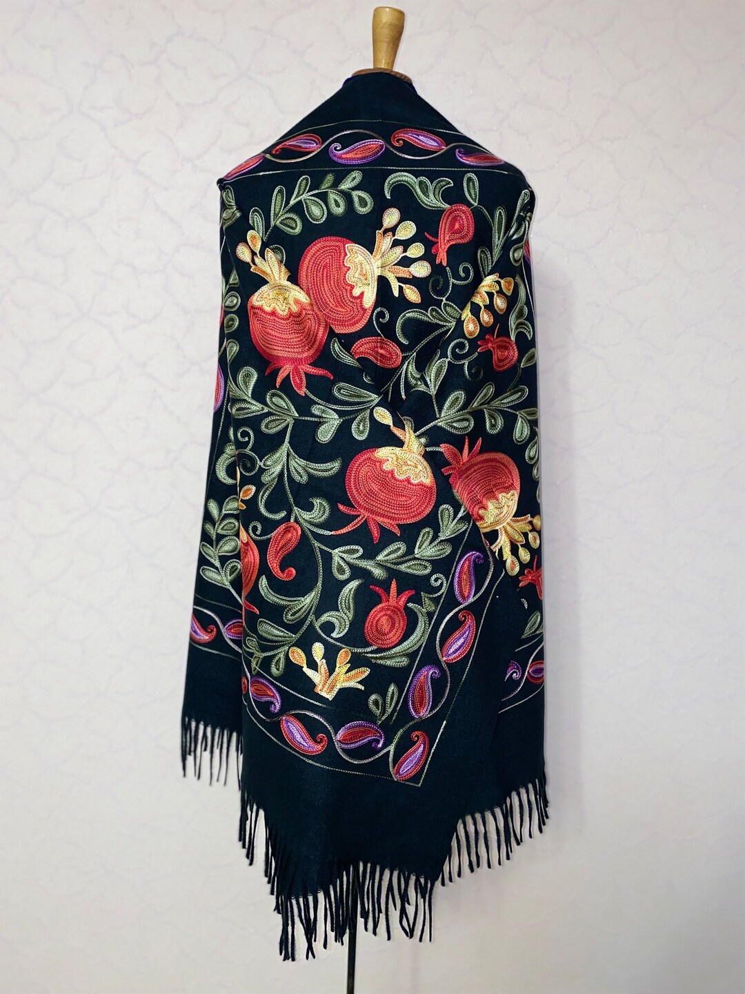 Uzbek Wool Shawl, Embroidered Suzani Scarf, Wool Scarf, Cape - Etsy UK