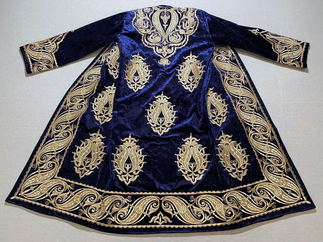 Uzbek Chapan Robe: Handmade Golden Suzani Embroidered Caftan - Etsy
