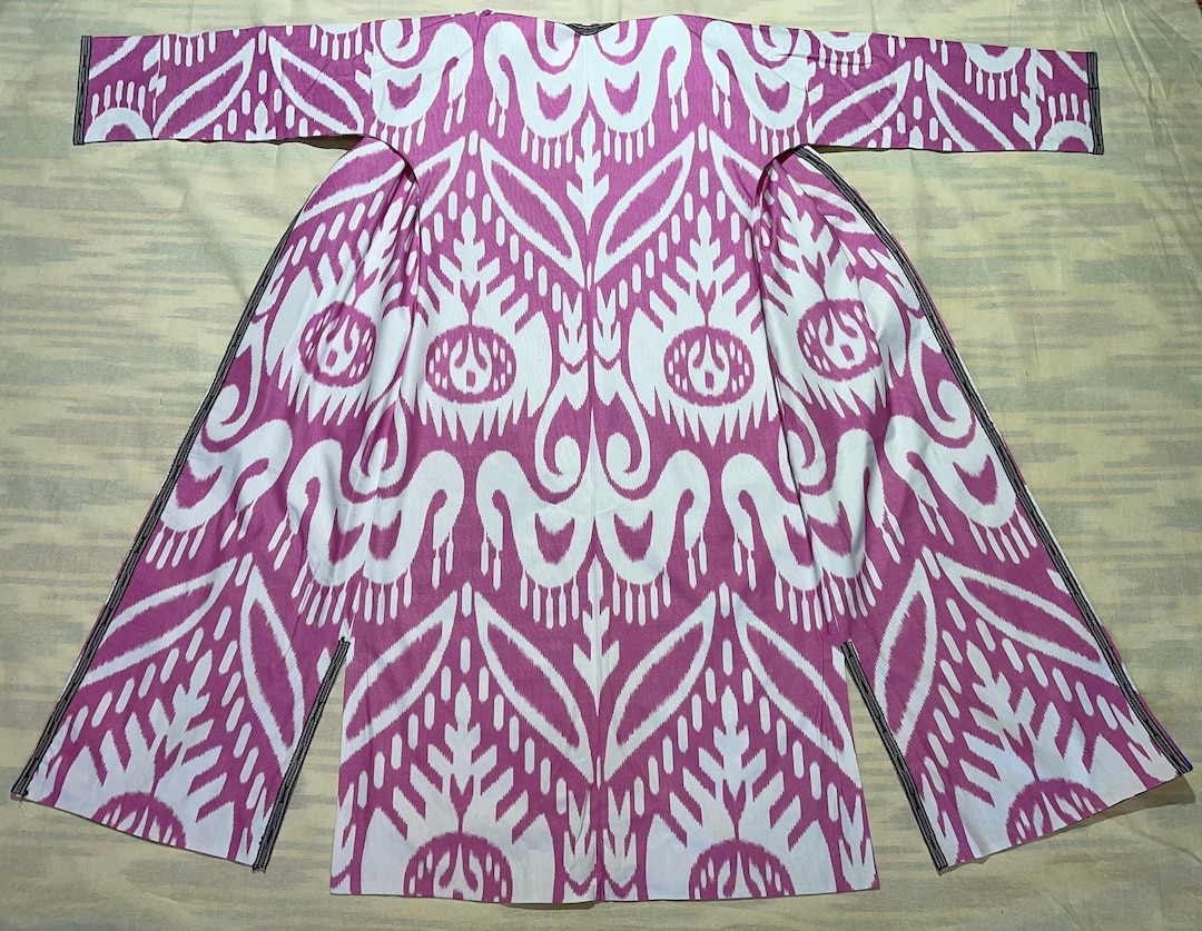 UZBEK CHAPAN, Uzbek Ikat Coat, Handwoven Robe, Uzbekistan Suzani Caftan ...