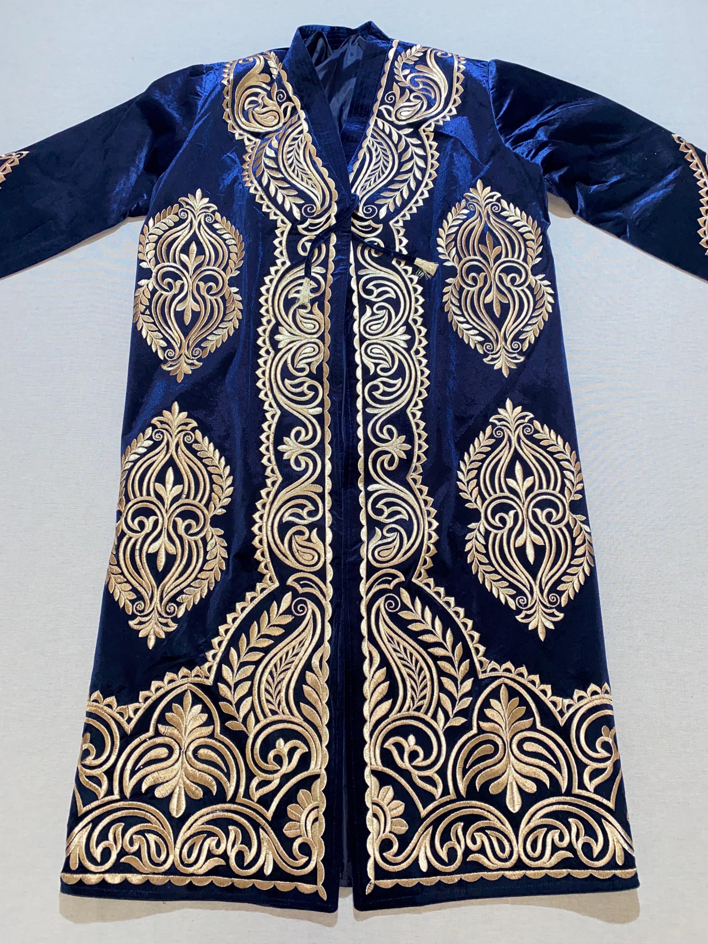 Uzbek Chapan Robe: Golden Embroidered Suzani Caftan Jacket - Etsy