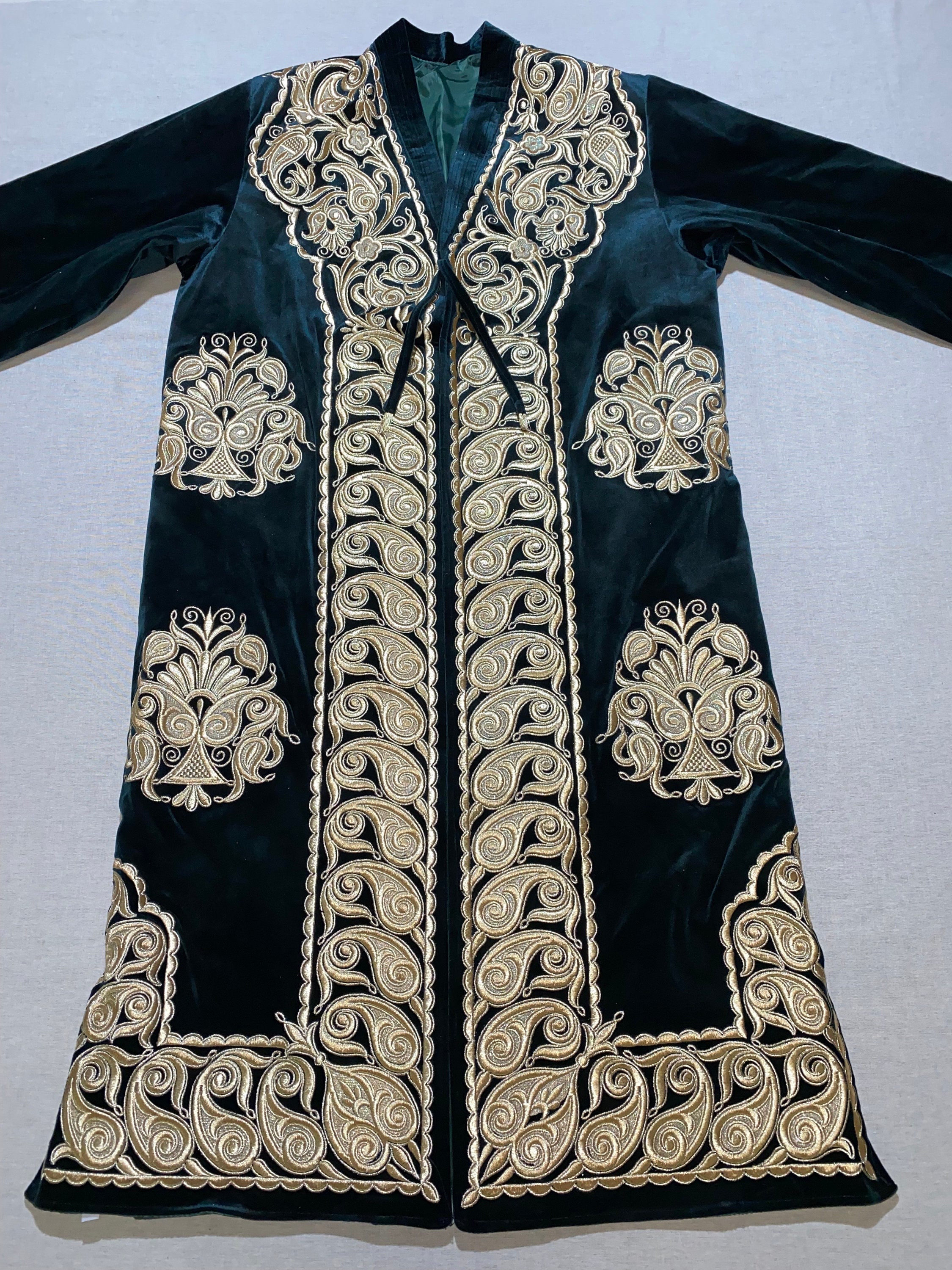 Uzbek Chapan Robe: Golden Embroidered Suzani Caftan Jacket - Etsy