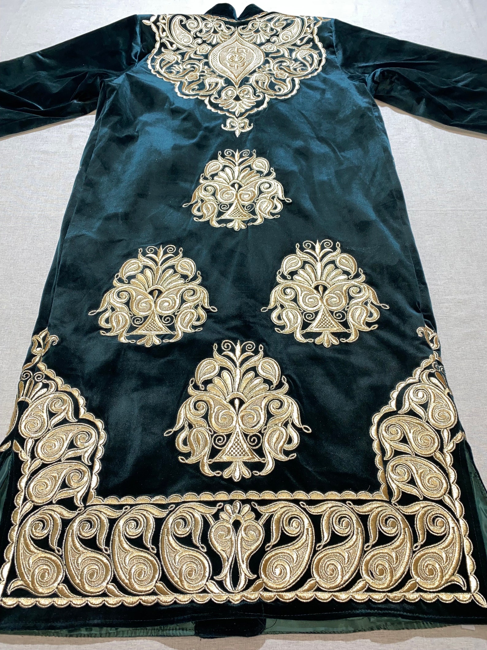 Uzbek Chapan Robe: Golden Embroidered Suzani Caftan Jacket - Etsy
