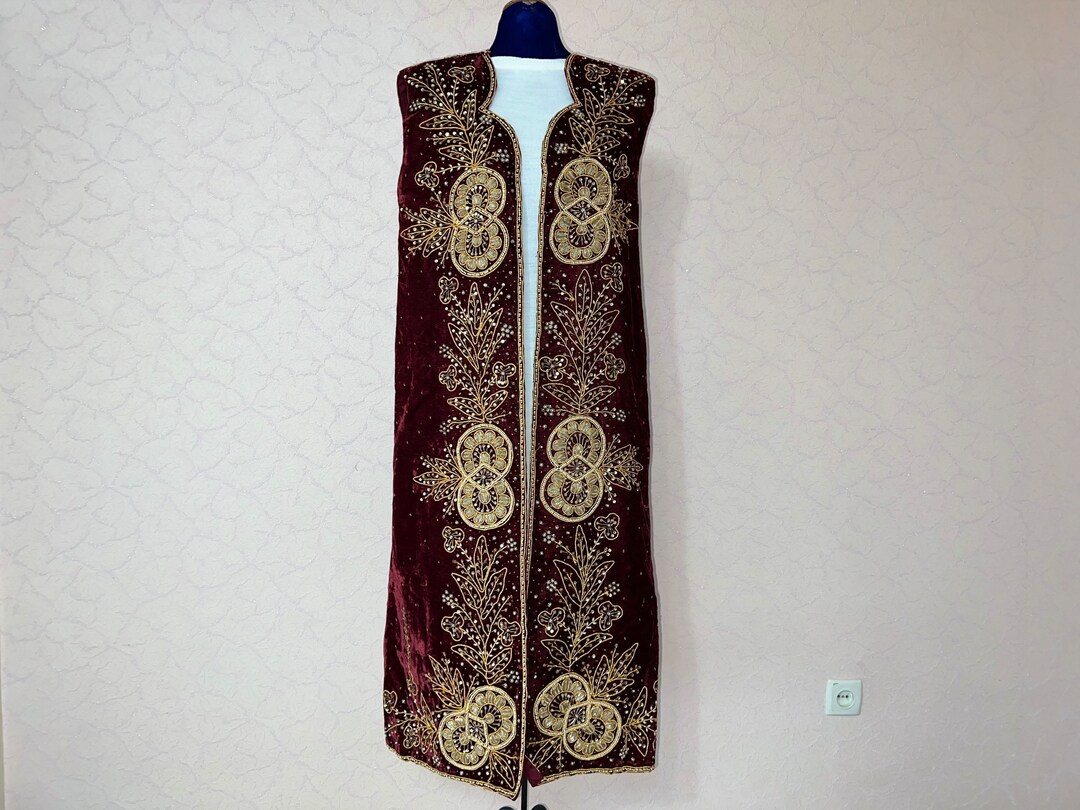 UZBEK Vest, Vintage Suzani Waistcoat, Handmade Uzbek Robe, Uzbekistan ...