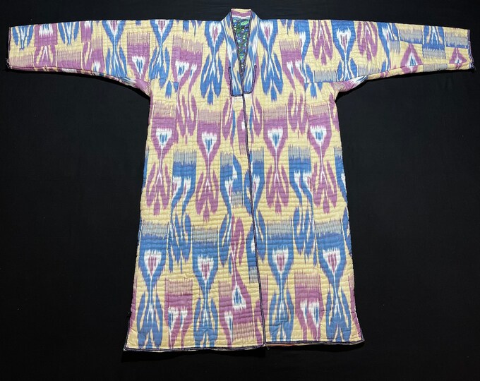 Uzbek Chapan Handwoven Ikat Uzbekistan Warm Cotton Padded Robe - Etsy