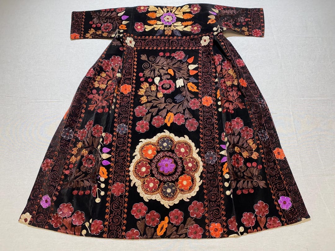 UZBEK CHAPAN, Vintage Suzani Coat, Handmade Uzbek Robe, Uzbekistan ...
