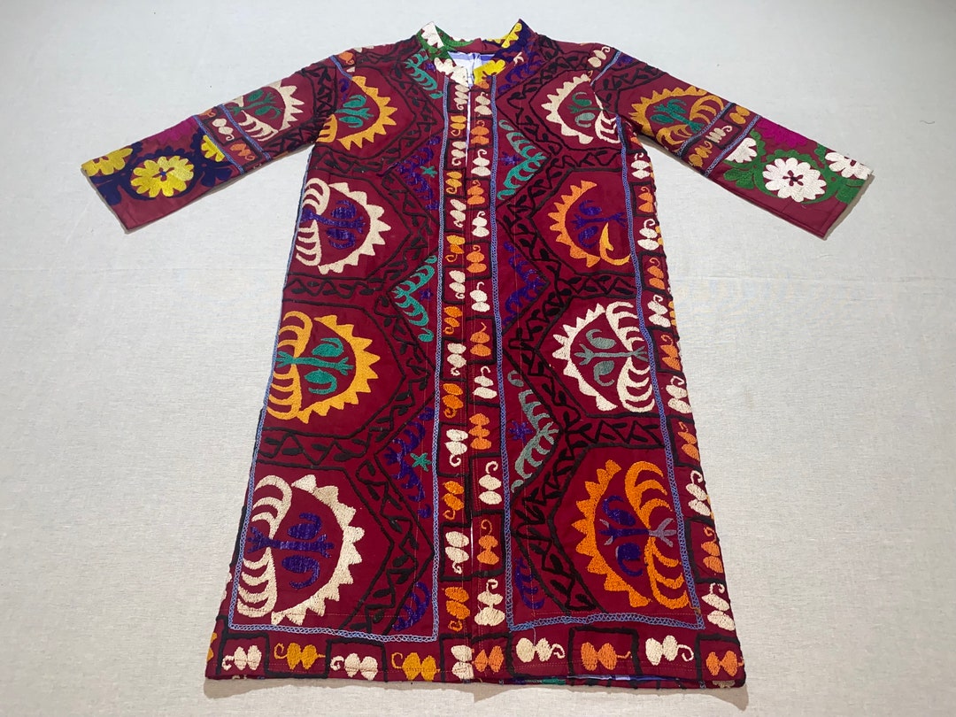 UZBEK CHAPAN, Vintage Suzani Coat, Handmade Uzbek Robe, Uzbekistan ...