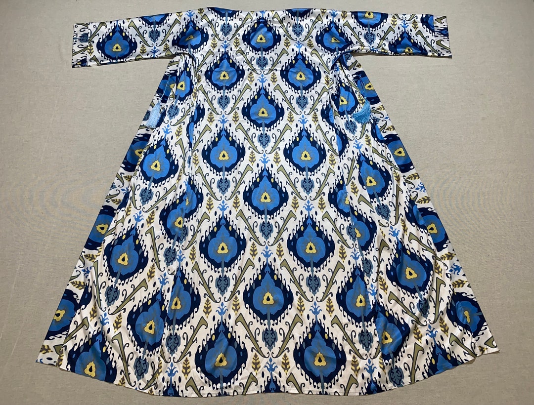 UZBEK CHAPAN, Thin Uzbek Silk Coat, Handwoven Robe, Uzbekistan Suzani ...