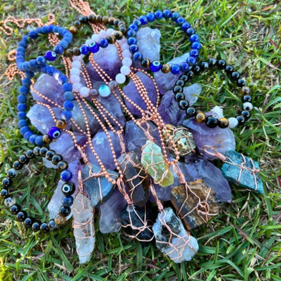 Copper wire wrapped crystals store