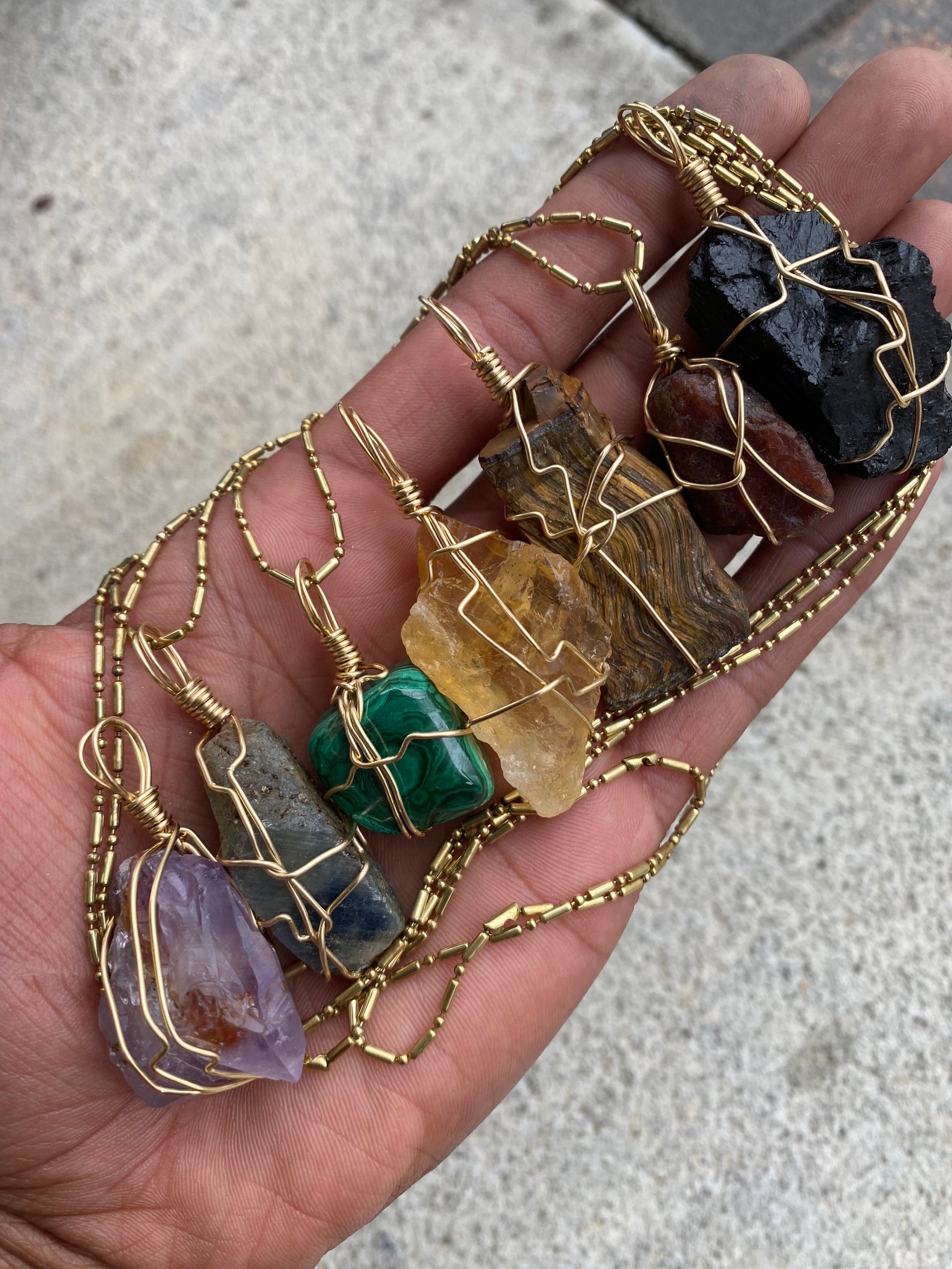 Pure Brass Wire Wrapped Pendant With Matching Brass Ball Chain - Etsy