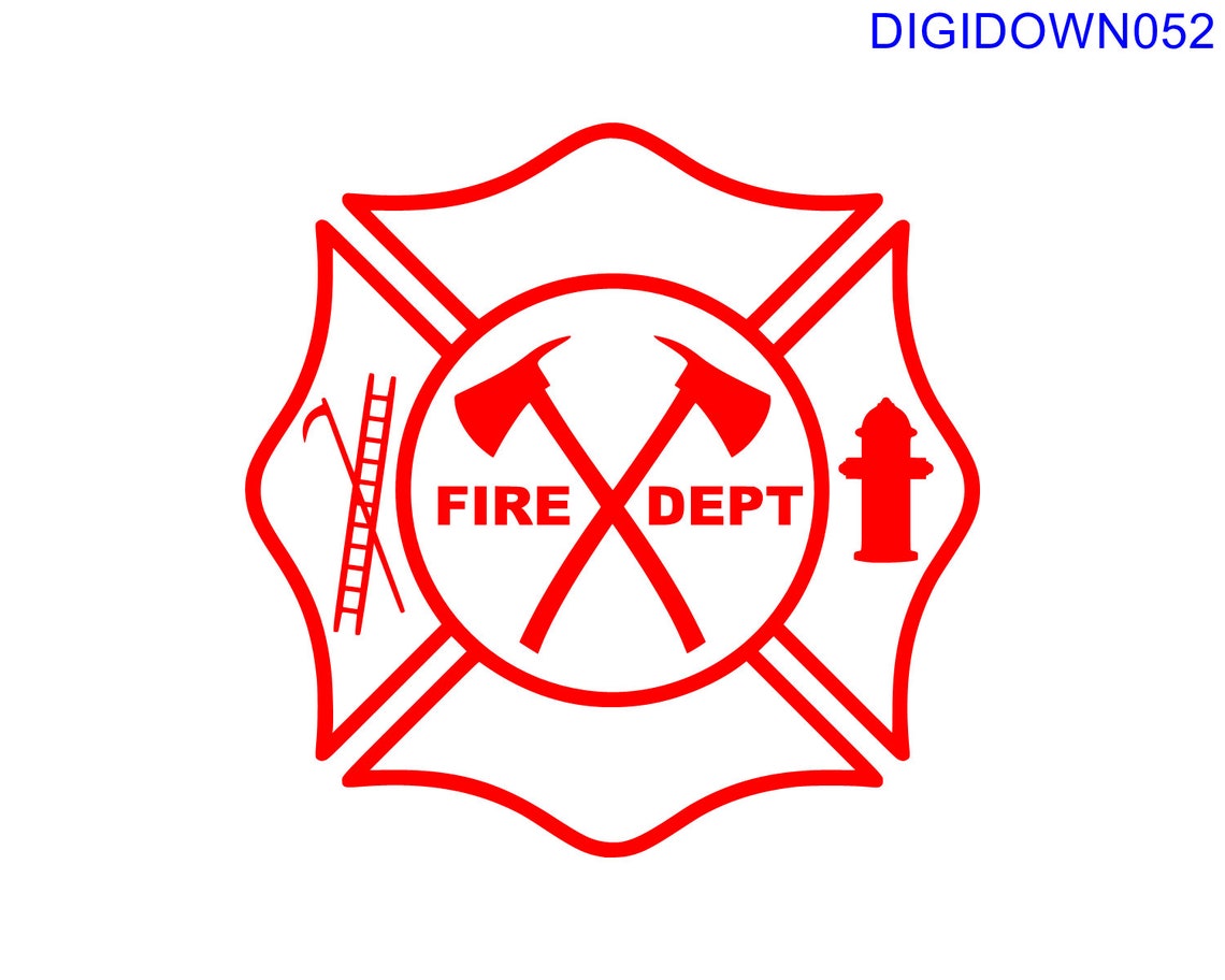 Maltese Cross Fire Dept Logo W/hook, Ladder, Hydrant, Pulaski SVG Cut ...