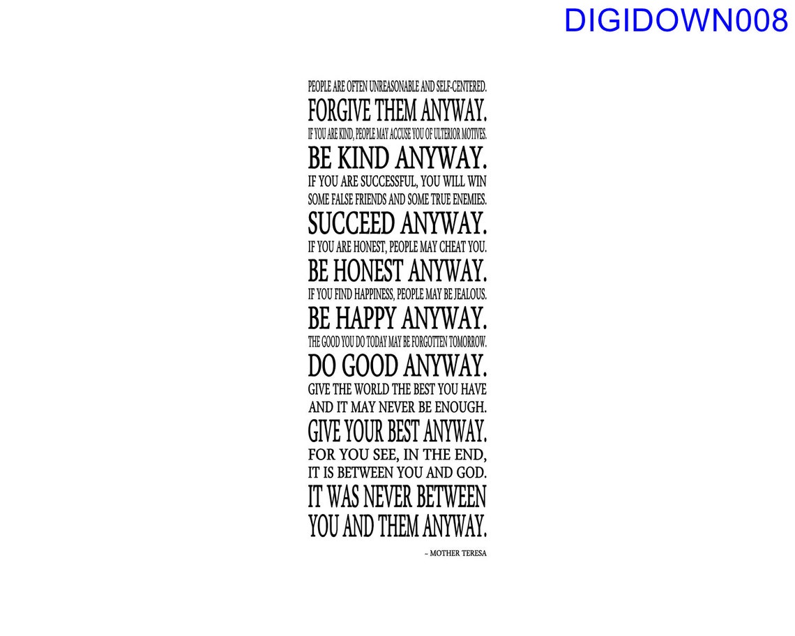 Mother Teresa do It Anyway Quote SVG Cut File mtc, Svg, Pdf, Eps, Ai ...