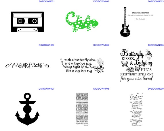 Digital Download Pack of 9 SVG Cut Files DIGIDOWN001 Thru | Etsy