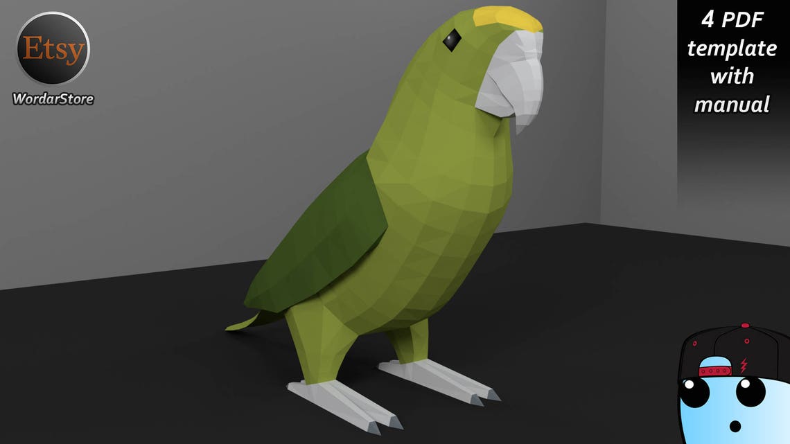 Papercraft Loro manualidades arte hogar decoración DIY - Etsy España