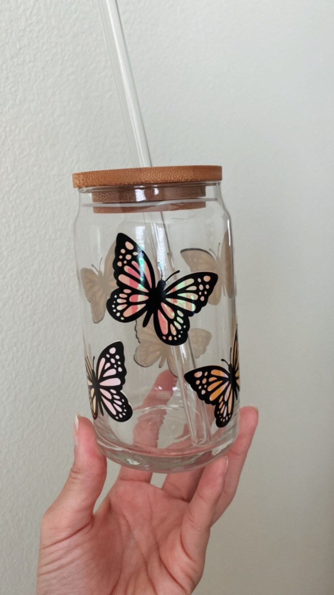 Butterfly Cup | Butterfly Glass | Iced Coffee Glass | Spring Cup | Gift ...