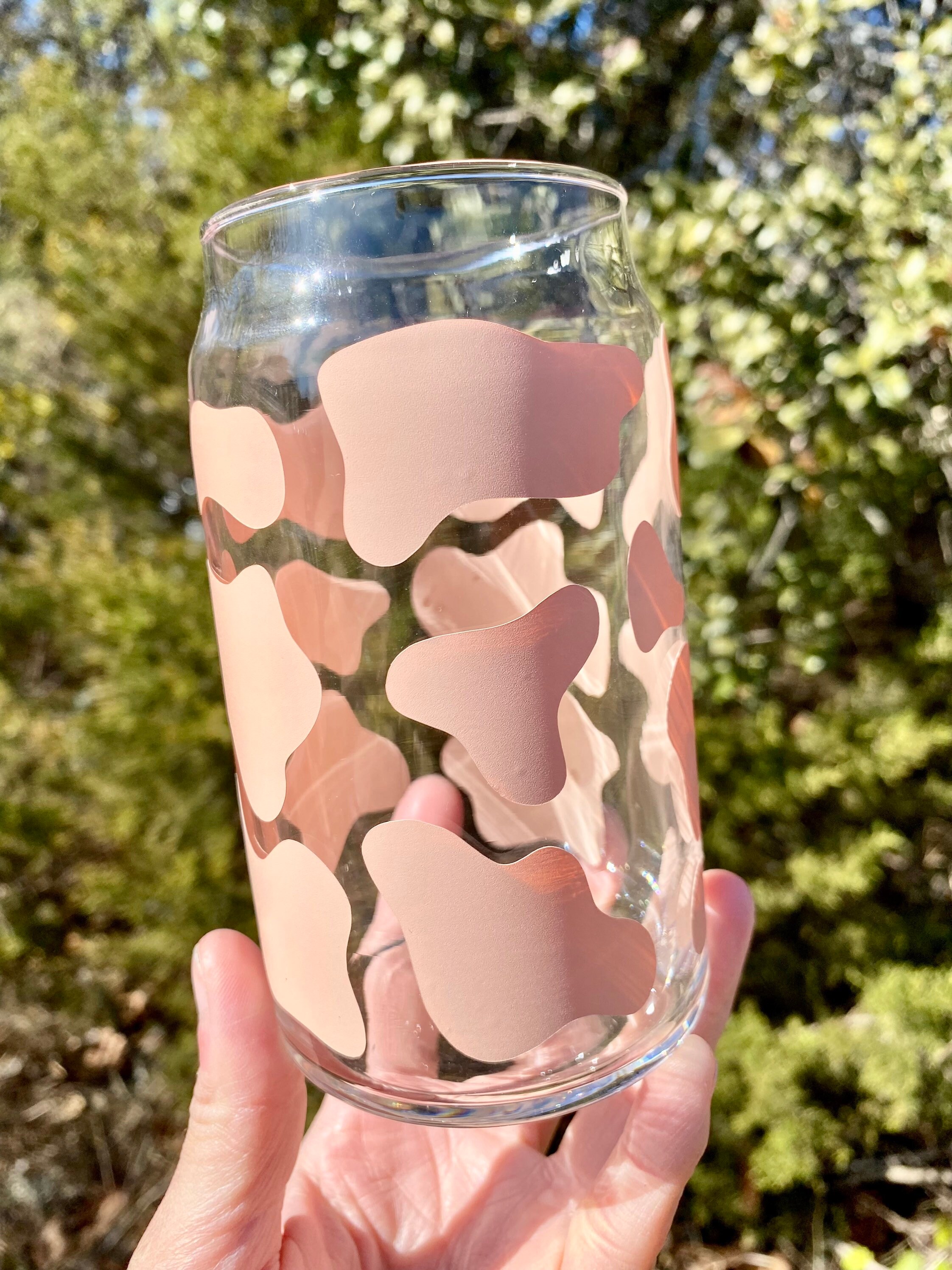 Cow Print Iced Coffee Glass Beer Can Glass Wrap Gift for | Etsy