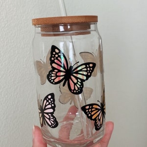 Butterfly Cup | Butterfly Glass | Iced Coffee Glass | Spring Cup | Gift ...