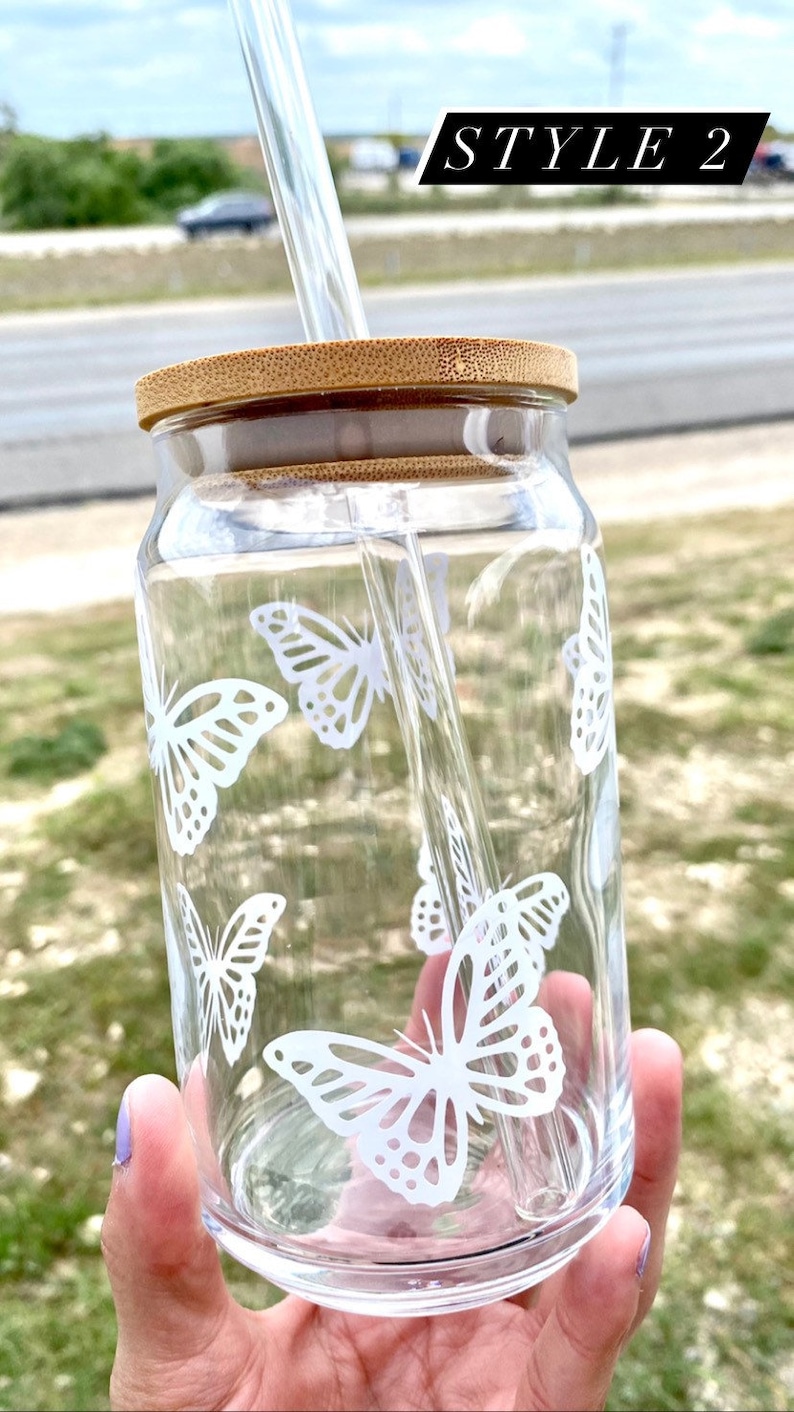 Butterfly Cup Butterfly Glass Iced Coffee Glass Spring - Etsy