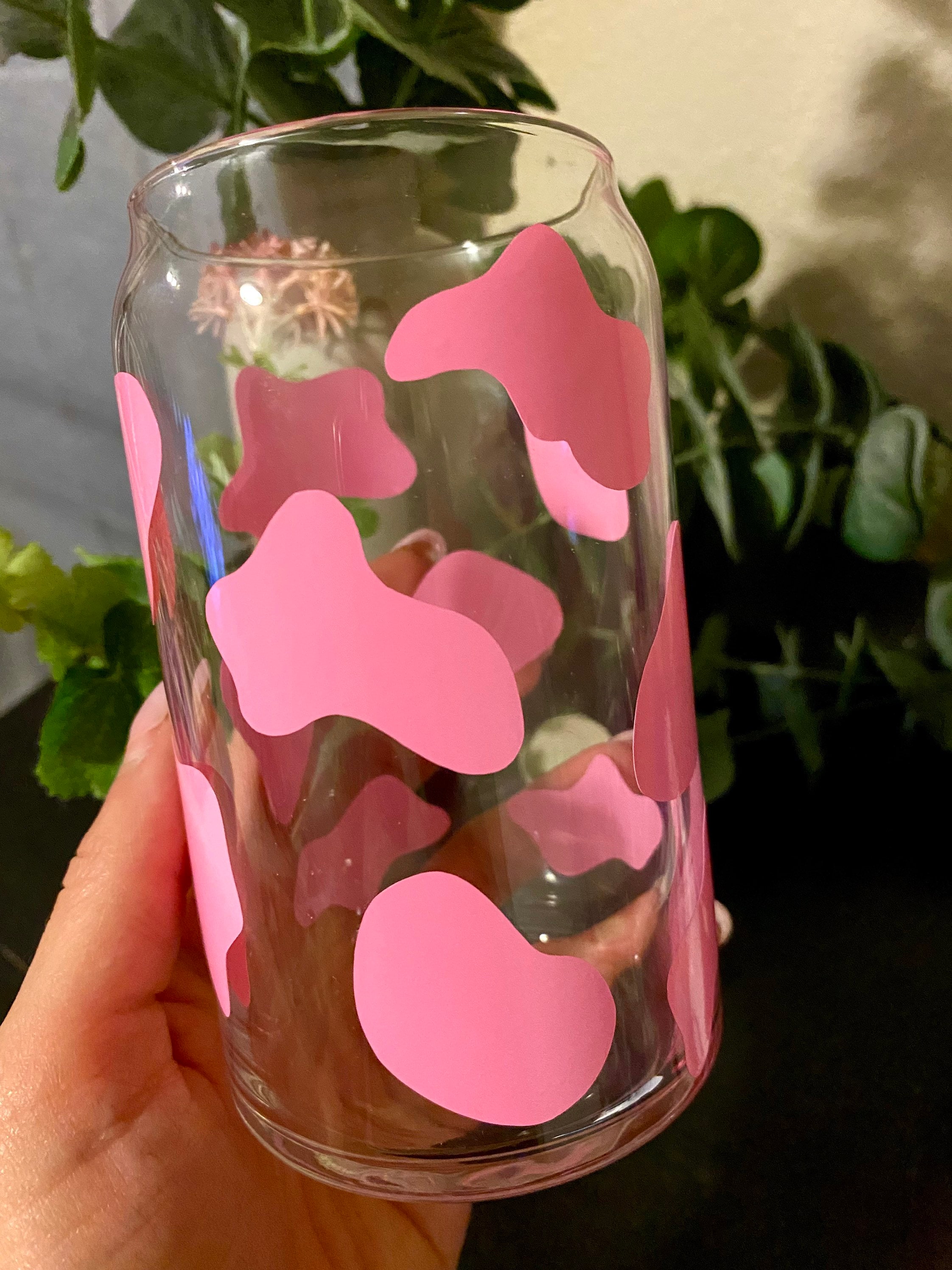 Cow Print Iced Coffee Glass Beer Can Glass Wrap Gift for | Etsy