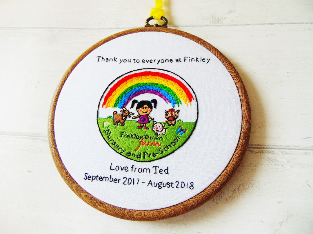 Nursery Logo Hand Embroidery Hoop, Nursery Leaving Gift, Nursery ...