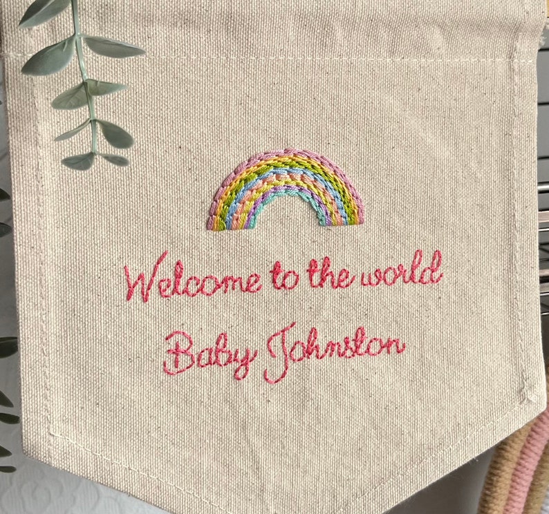 Personalised Welcome to the World Wall Banner Flag Hand - Etsy