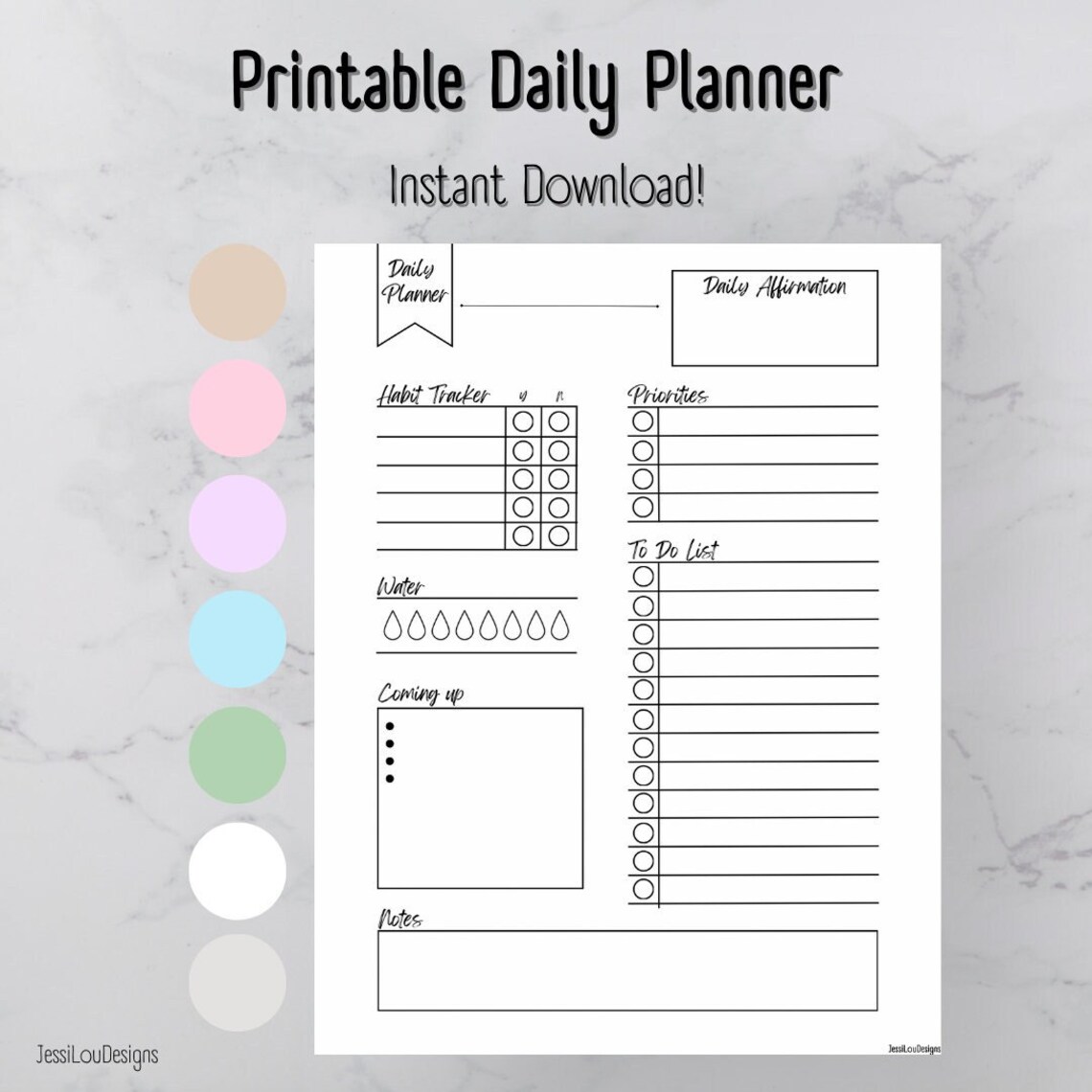 Printable Daily Planner Planner Page Daily Log Printable to - Etsy