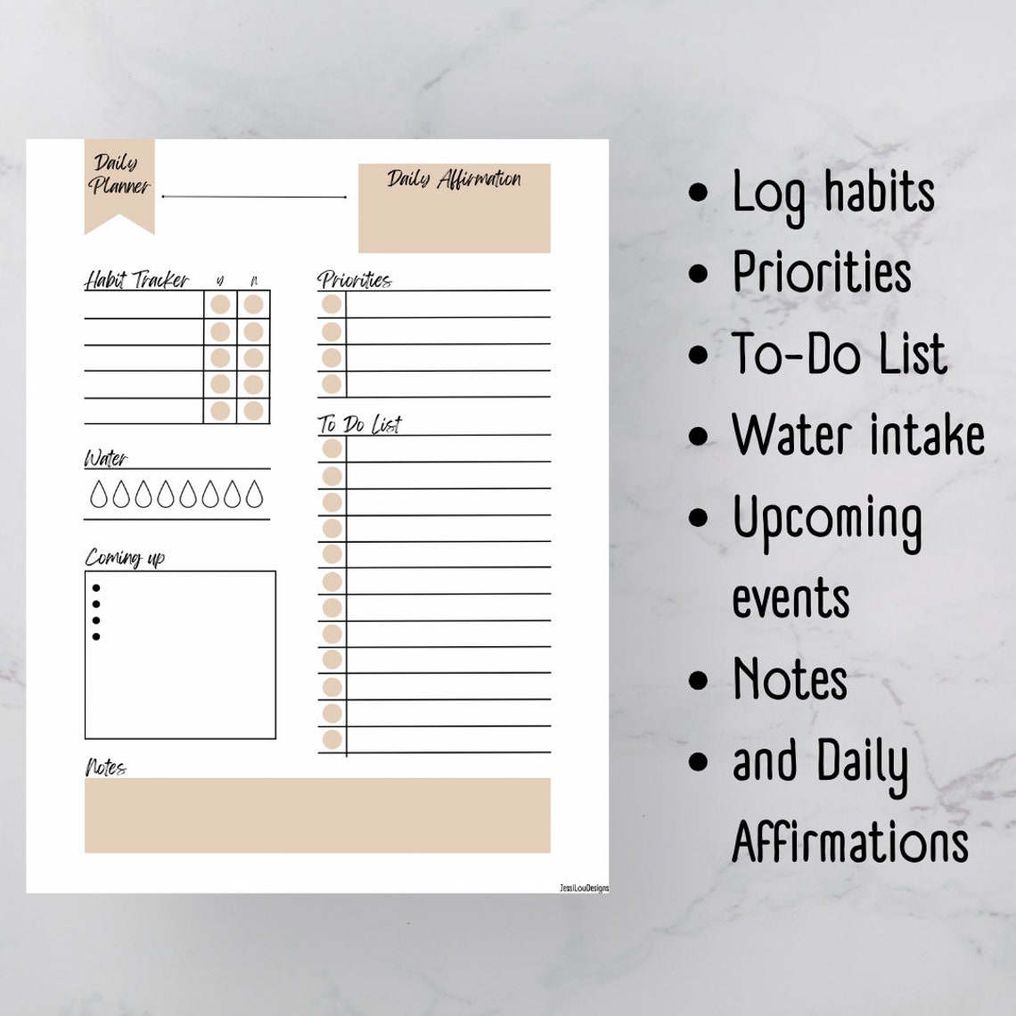 Printable Daily Planner Planner Page Daily Log Printable to - Etsy