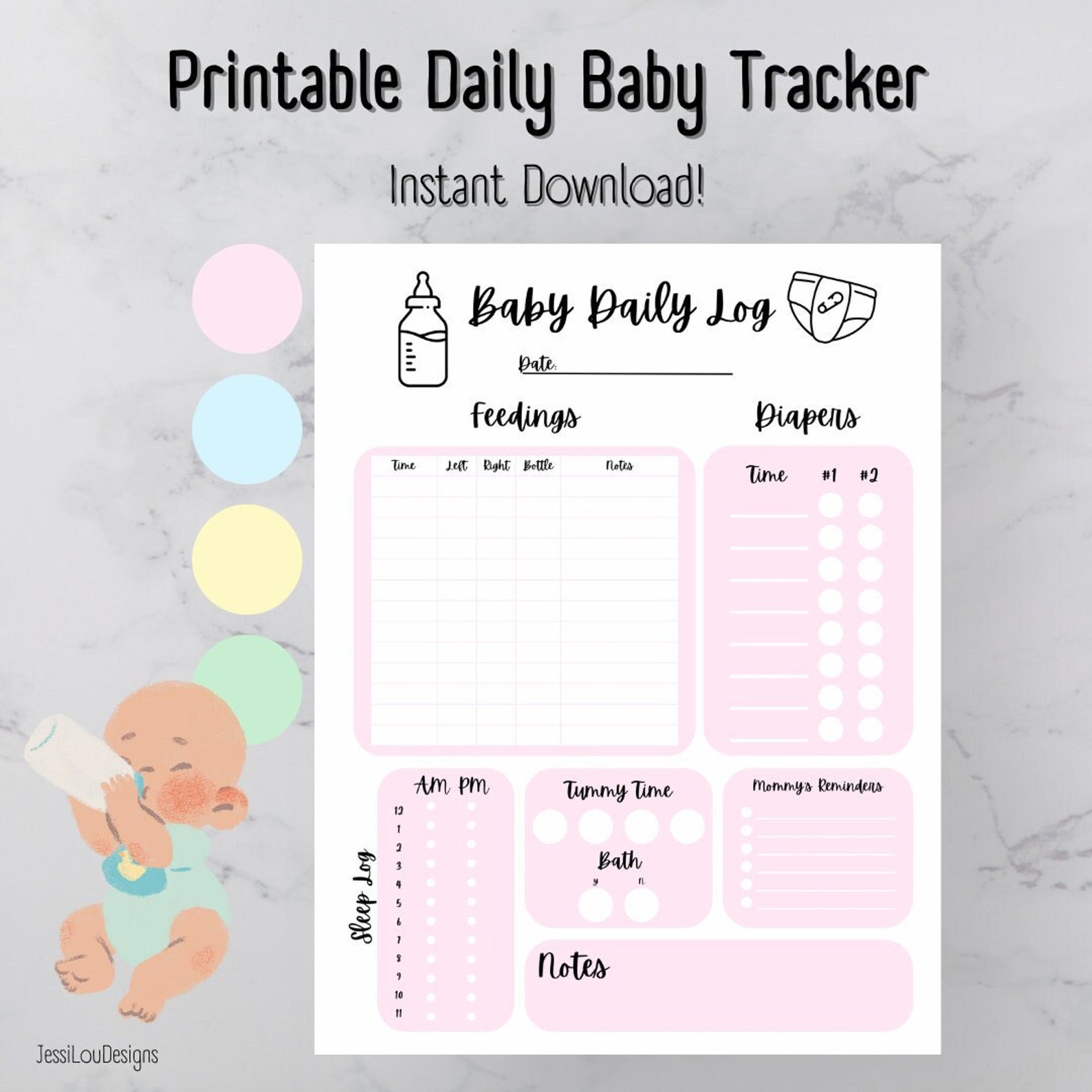 Printable Daily Baby Tracker, Baby Log, Newborn Tracker, Feed Log ...