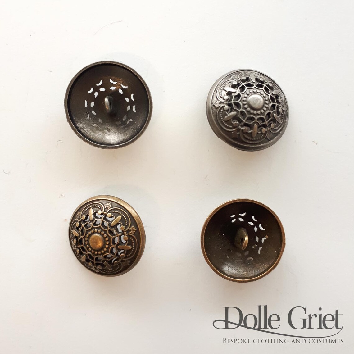 Metal Buttons With Geometric Design Set of 5 | Etsy