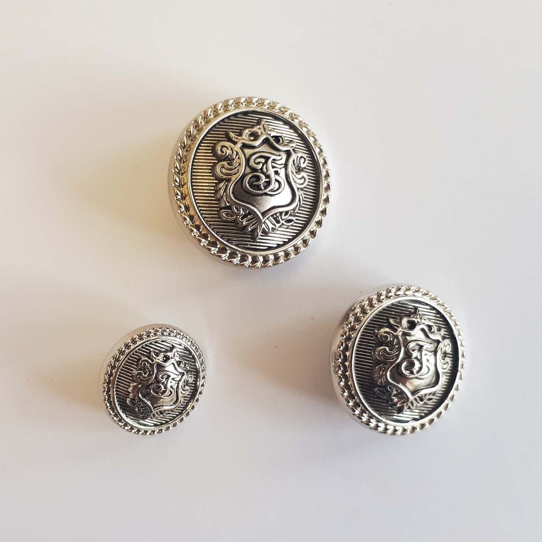 Metal Buttons With Shield - Set of 5 - Etsy